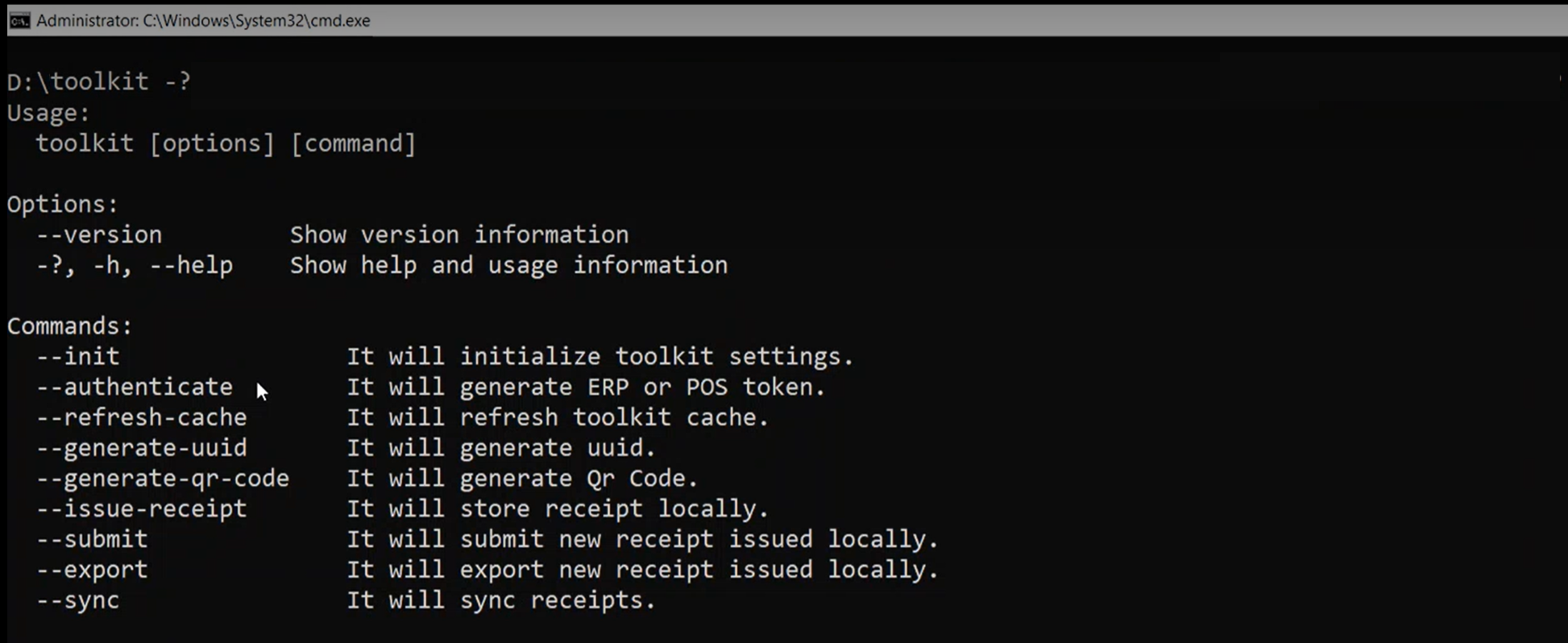 Toolkit Command Line Interface CLI Usage